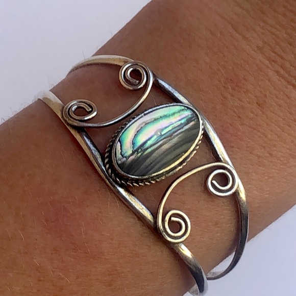 Jewelry | Vintage Mexico Taxo Sterling Silver Abalone Shell Cuff Bracelet | Poshmark